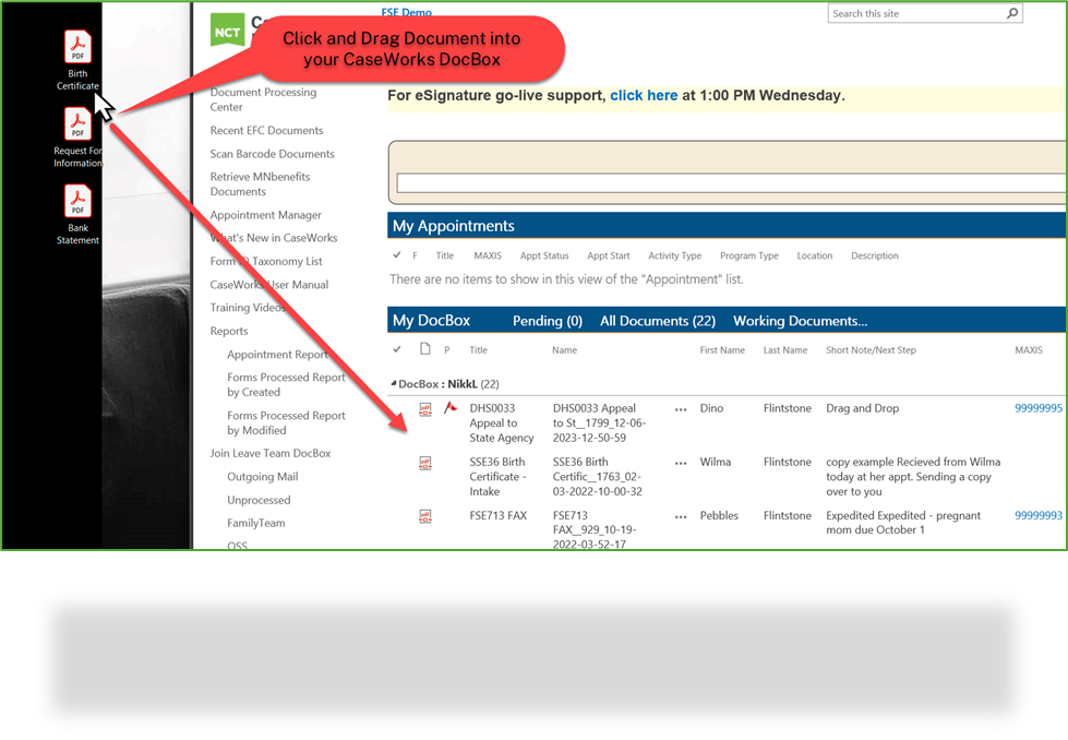 Using Drag and Drop Feature to get Documents into CaseWorks – NCT CaseWorks