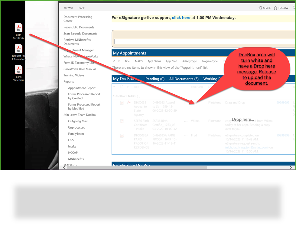 Using Drag and Drop Feature to get Documents into CaseWorks – NCT CaseWorks