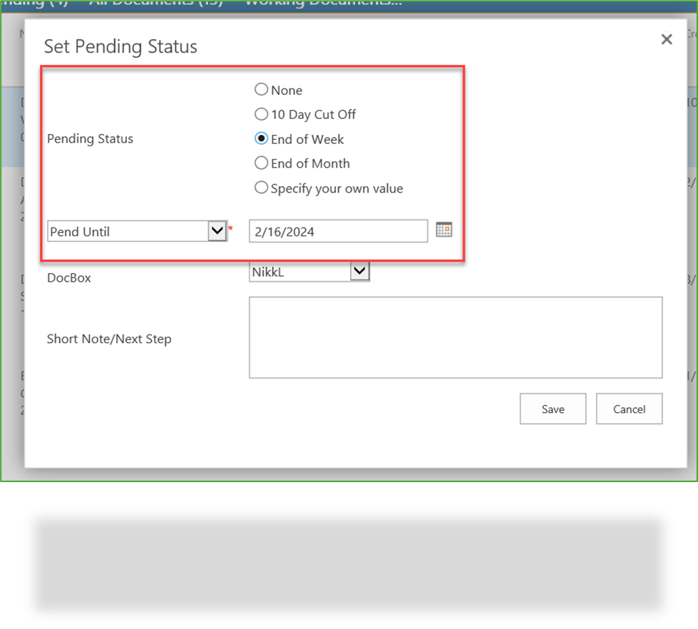 Change or Remove Pending Status – NCT CaseWorks