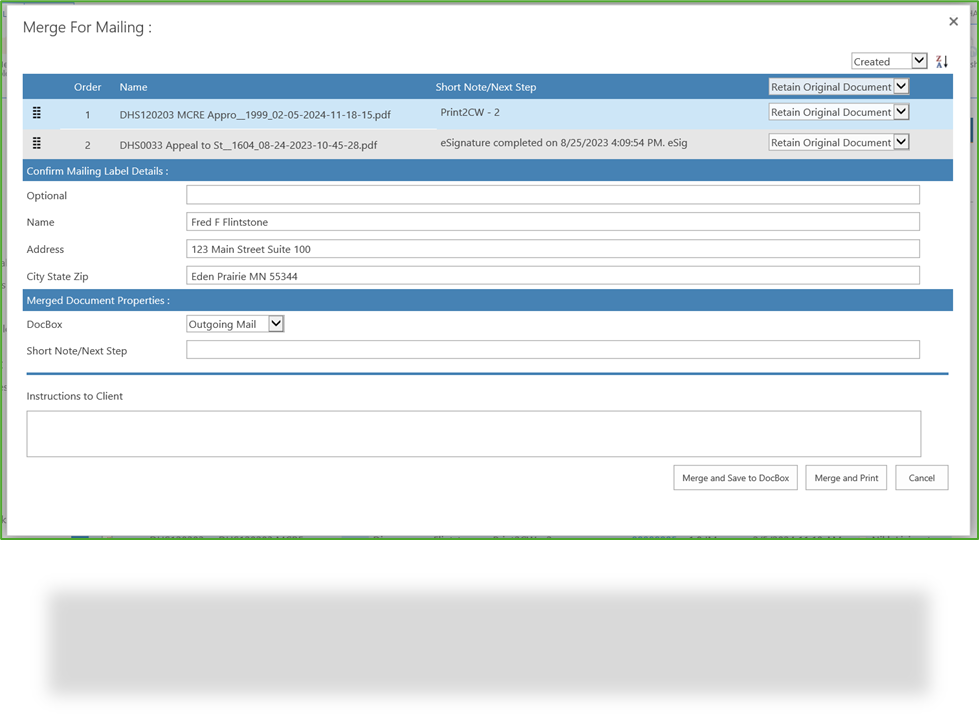Merge for Mailing – NCT CaseWorks