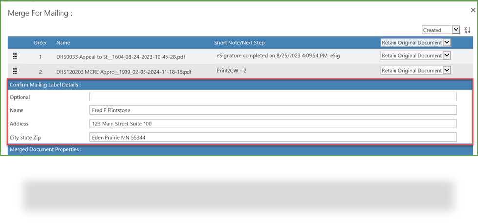 Merge for Mailing – NCT CaseWorks