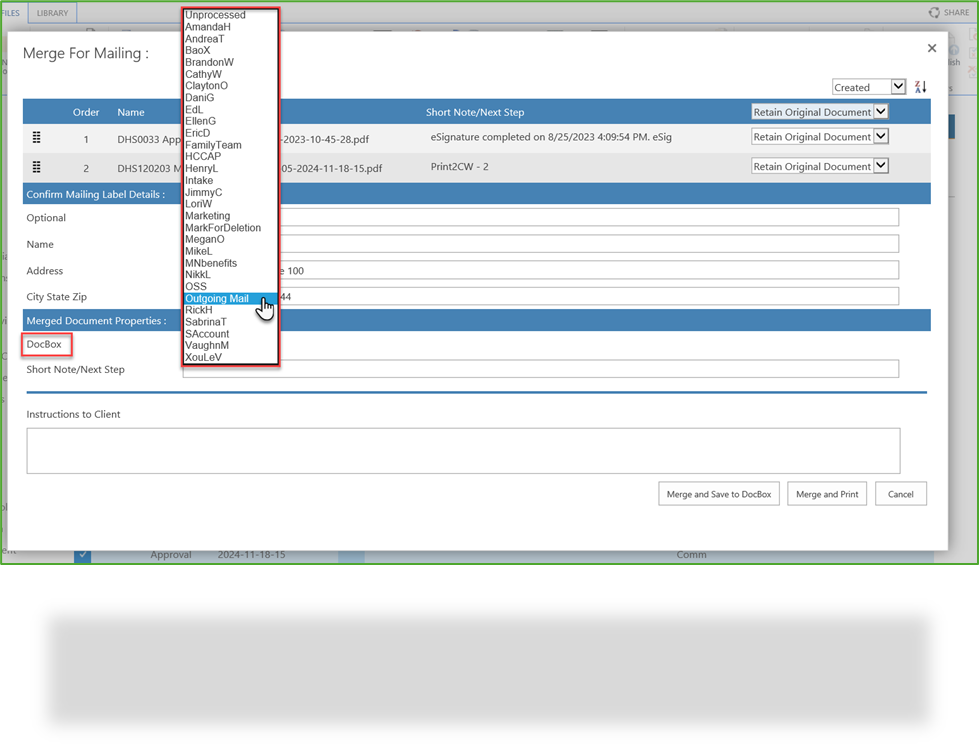 Merge for Mailing – NCT CaseWorks