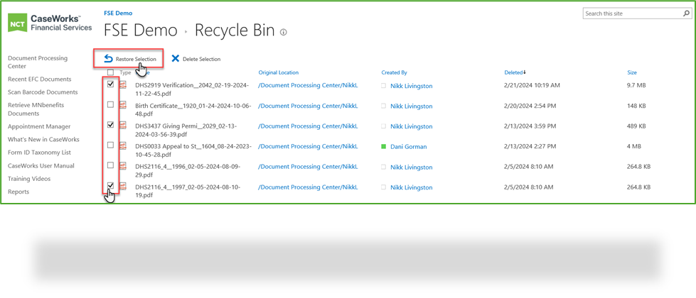 Retrieve a Deleted Document – NCT CaseWorks