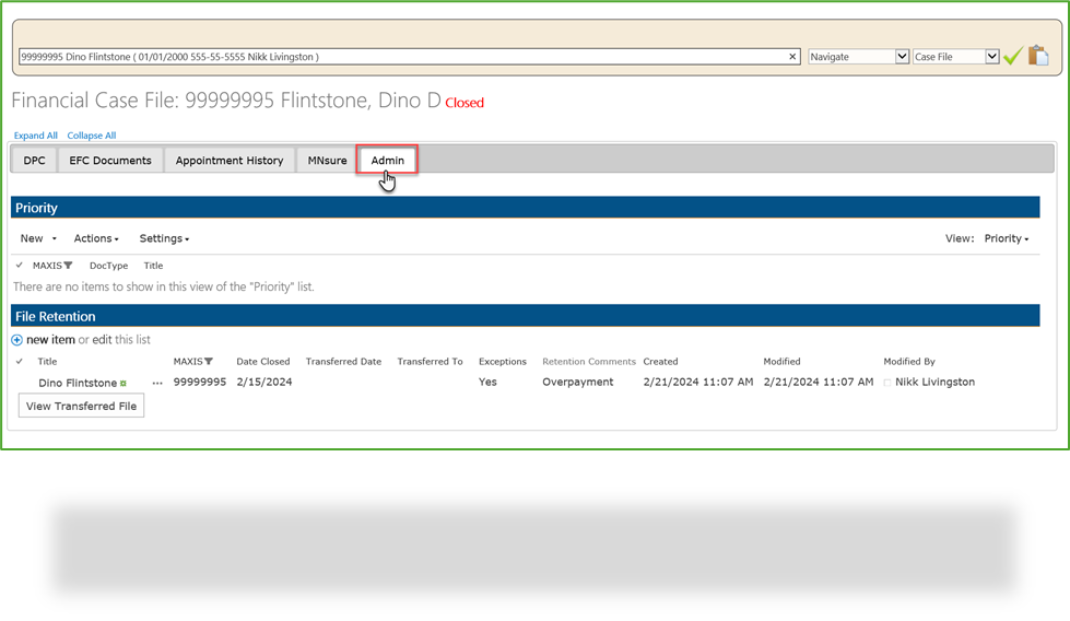 Remove a Retention Record – NCT CaseWorks