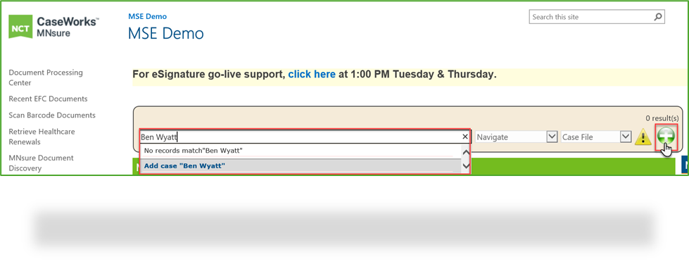 Adding a Record Manually (MSE) – NCT CaseWorks