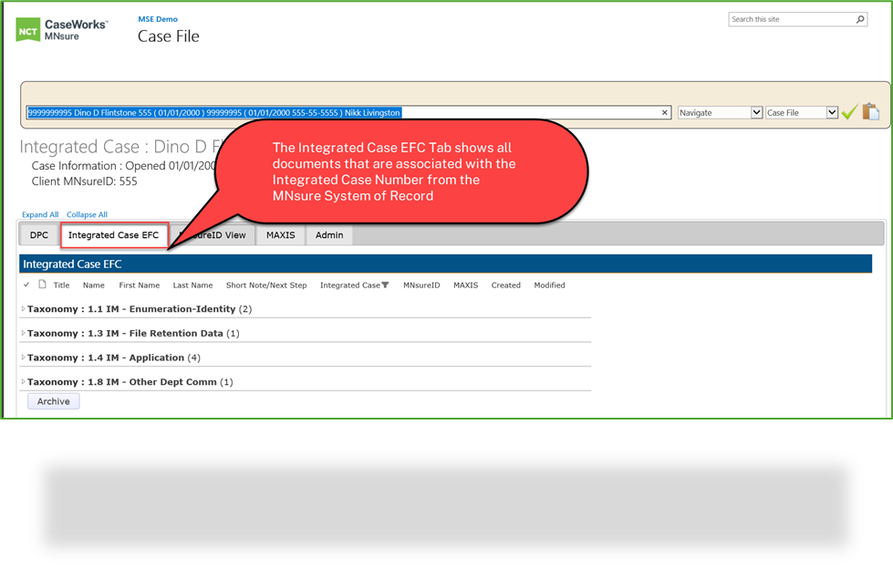 MSE Integrated Case Electronic Filing Cabinet (EFC) Tab – NCT CaseWorks