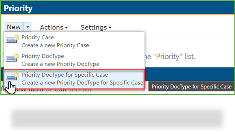 Priority DocTypes for a Specific Case – NCT CaseWorks