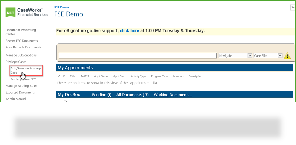 Add Privileged Status to a Case – NCT CaseWorks
