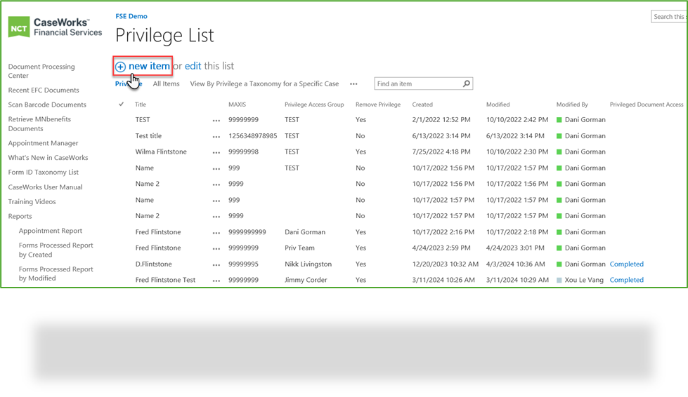Add Privileged Status to a Case – NCT CaseWorks