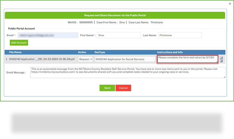 Requesting Forms for Client to Fill Out and Return – NCT CaseWorks
