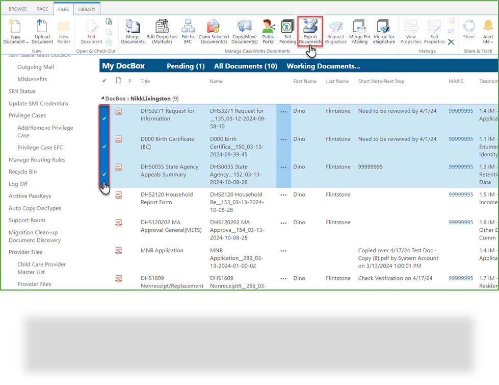 Export Feature (NextGen) – NCT CaseWorks